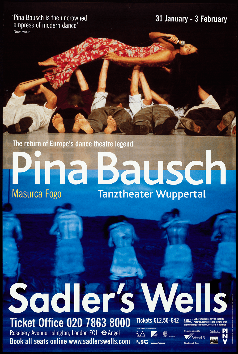 Poster for “Masurca Fogo” by Pina Bausch in London, 01/31/2002 – 02/03/2002